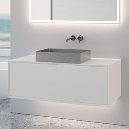 neoro n60 Unterschrank B: 120 cm mit 1 Auszug, Waschtisch B: 55 cm edelstahl geb&uuml;rstet,, BN0736BS+BN0757WM,