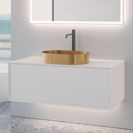 neoro n60 Unterschrank B: 120 cm mit 1 Auszug, Waschtisch gold geb&uuml;rstet,, BN0737BG+BN0757WM,