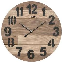 Wanduhr AMS "W9569", wildeichenfarben, Wanduhren, B/H/L: 5cm, Wanduhr, Quarzuhr,Holz,Wohnzimmer,Esszimmer,K&uuml;che,Arbeitszimmer,B&uuml;ro,Flur