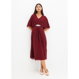 bonprix Chiffonkleid mit Strassstein-Applikation, rot, Gr.36, Weitschwingendes Midikleid aus feinem Chiffon mit einer Strasssteinapplikation in der Taille
