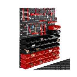 TecTake&reg; Kleinteilemagazin, 88-teilig, mit 4 Wandplatten, komfortable Eingriffs&ouml;ffnung, inklusive Halterungen f&uuml;r Werkzeug und Zubeh&ouml;r