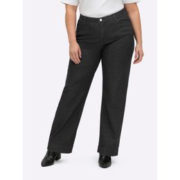 sheego Gro&szlig;e Gr&ouml;&szlig;en Jeans mit weitem Bein, schwarz, Gr&ouml;&szlig;e 23 - Damen