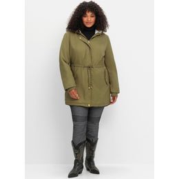 sheego Gro&szlig;e Gr&ouml;&szlig;en Parka mit gef&uuml;tterter Kapuze, oliv, Gr&ouml;&szlig;e 48 - Damen