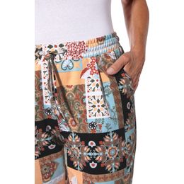 WITT Damen Jogg Pants im Muster-Mix, mint-apricot-gemustert, Gr&ouml;&szlig;e 54