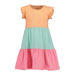 Blue Seven Kleid M&auml;dchen Gr&ouml;&szlig;e 134 t&uuml;rkis / gelb / apricot / hellpink