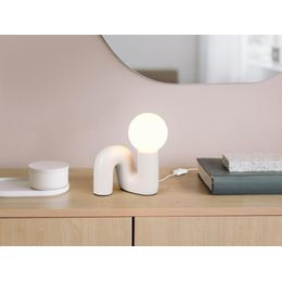 Tischleuchte "QUINN, Keramik Tischlampe m. Glasschirm, ohne Leuchtmittel 1xG9 max5W", 1, H: 21,5cm, 1 Stk., beige, REALITY LEUCHTEN, Wohnzimmer,