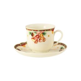Seltmann Weiden Tasse "Kaffeetasse mit Untertasse Marieluise Weihnachtsnostalgie 230 ml 2er Set creme", 2 tlg., beige, Trinkgef&auml;&szlig;e