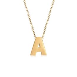 Elli Damen Kette mit Anh&auml;nger "Buchstabe A Initialen 925 Sterling Silber", 45, ohne Stein, Silber 925 (Sterlingsilber), L: 45, gold, Silber 925