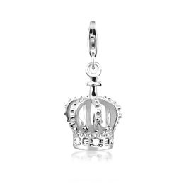 NENALINA Damen Charm-Einh&auml;nger "Kronen Symbol Anh&auml;nger K&ouml;nig Royal 925 Silber", ohne Stein, silber, Silber 925 (Sterlingsilber), Charms