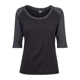 Urban Classics Damen Kurzarmshirt "Urban Classics Damen Ladies 3/4 Contrast Raglan Tee"schwarz, charcoal, Gr. S, mehrfarbig, 100% Baumwolle, Shirts