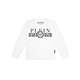 Philipp Plein Jungen Sweatshirt "Sweatshirt Ls"01, wei&szlig;, Gr. 6, Obermaterial: 95% Baumwolle, 5% Elasthan, Sweatshirts