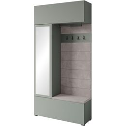 Garderoben-Set Home Affaire, B:115cm H:231,9cm T:37,5cmsalbei, Holzwerkstoff, Flur, Kastenm&ouml;bel-Sets, "TEJO", Spiegel Schrank Element flexibel
