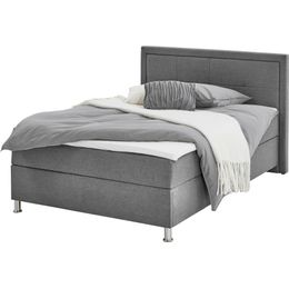 Boxbett Home Affaire, B:134cm L:209cmgrau, Stoffbezug Nordic (100% Polyester), Komplettbetten, "Fergus inkl. Bettkasten und Topper, Breite 120cm",