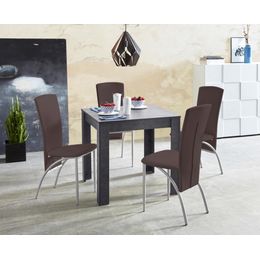Essgruppe OTTO HOME, B:80cm, braun, Sitzm&ouml;bel-Sets, Tischbreite 80 cm in schieferfarben, 5tlg. Essgruppe