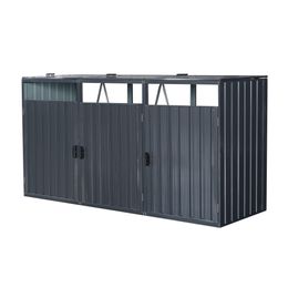 M&uuml;lltonnenbox Konifera, B:240cm H:122cm T:80cm, grau, Stahl, Aufbewahrungsboxen, "Santander", BxTxH: 240x80x122 cm