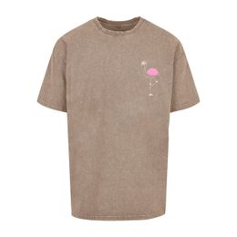 Merchcode Damen T-Shirt "Merchcode Herren Flamingo Acid Washed Heavy Oversized Tee"schwarzkhaki, Gr. XS, bedruckt, 100% Baumwolle, Shirts