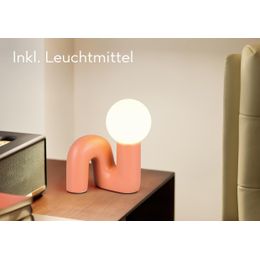 Tischleuchte "QUINN, Keramik Tischlampe m. Glasschirm, Set inkl 2xG9 Leuchtmittel 3W", 1, H: 21,5cm, 2 Stk.apricot, REALITY LEUCHTEN, Wohnzimmer,