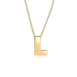 Elli Damen Kette mit Anh&auml;nger "Buchstabe L Initialen 925 Sterling Silber", 45, ohne Stein, Silber 925 (Sterlingsilber), L: 45, gold, Silber 925
