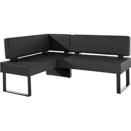 Eckbank OTTO HOME, B:220cm H:89cm T:160cm, schwarz, Holzwerkstoff, Massivholz, Polyester, Esszimmer, Sitzb&auml;nke, "Oliver mit Metallgestell,