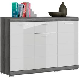 Kommode Home Affaire, B:120cm H:85cm T:37cm, grau, FSC-zertifizierter Holzwerkstoff, Wohnzimmer, Sideboards, "SIENA, Breite 120 cm, 3 T&uuml;ren, 1