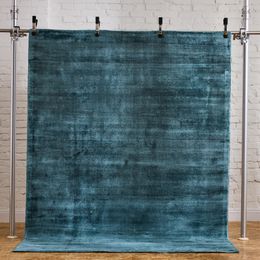Teppich Tom Tailor HOME, B:85cm H:8mm L:155cm, blau, Viskose, Wohnzimmer, Teppiche, "Shine uni", Handwebteppich, 100% Viskose, handgewebt, mit