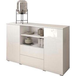 Sideboard OTTO HOME, B:140cm H:88,5cm T:39,5cm, wei&szlig;, Wohnzimmer, Sideboards, "PARIS", Moderne 140cm breite grifflose Kommode, vielseitig einsetzbar