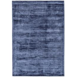 Teppich Tom Tailor HOME, B:250cm H:8mm L:300cm, blau, Viskose, Wohnzimmer, Teppiche, "Shine uni", Handweb Teppich, 100% Viskose, handgewebt, mit
