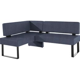 Eckbank OTTO HOME, B:220cm H:89cm T:160cm, blau, Holzwerkstoff, Massivholz, Polyester, Esszimmer, Sitzb&auml;nke, "Oliver mit Metallgestell, K&uuml;chenbank",