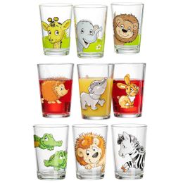 Ritzenhoff & Breker Kinderbecher "Kindergl&auml;ser Dschungel/Wald/Zoo 205 ml 9er Set bunt", 9 tlg., bunt, RITZENHOFF & BREKER, Trinkgef&auml;&szlig;e