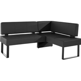 Eckbank OTTO HOME, B:180cm H:89cm T:140cm, schwarz, Holzwerkstoff, Massivholz, Polyester, Esszimmer, Sitzb&auml;nke, "Oliver mit Metallgestell,