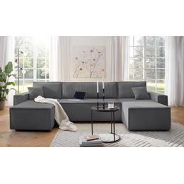 Wohnlandschaft OTTO HOME "CASSI L-Form, 311cm - OTTO. Verl&auml;ssliche Qualit&auml;t.", anthrazit, B:311cm H:79cm T:145cm, Sofas, Wohnlandschaft, Schlaffunktion (133/200), Bettkasten, Cord, Unser Tiefpreis, Topseller
