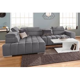 Ecksofa, B:307cm H:94cm T:201cm, grau, exxpo - SOFA FASHION, Struktur ( 100% Polyester), Wohnzimmer, Sofas, "Elias, aktuelle Kreuzsteppung im Sitz,