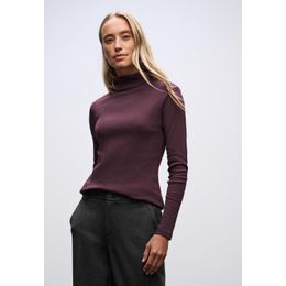 Street One Damen Langarmshirtjazz berry, Gr. 44, unifarben, Web, 95% Baumwolle, 5% Elasthan, Shirts, mit Rippstrick-Struktur