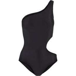 Urban Classics Damen Badeanzug "Urban Classics Damen Ladies Asymmetric Cut Out Swimmsuit"schwarz, Gr. XS, 85% Polyester, 15% Elasthan, Badeanz&uuml;ge