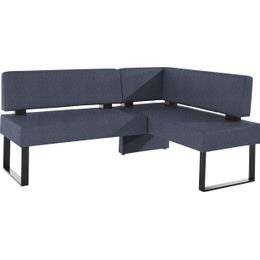 Eckbank OTTO HOME, B:220cm H:89cm T:160cm, blau, Holzwerkstoff, Massivholz, Polyester, Esszimmer, Sitzb&auml;nke, "Oliver mit Metallgestell, K&uuml;chenbank",