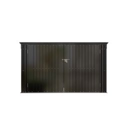 M&uuml;lltonnenbox Konifera, B:233cm H:133cm T:105cm, schwarz-wei&szlig;, Metall, Aufbewahrungsboxen, "Oviedo", BxTxH: 233x105x133 cm