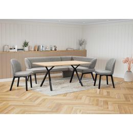 Eckbankgruppe OTTO HOME, B:215cm H:87cm T:150cm, grau, 90% PES, 5% Nylon, 5% Rayon, K&uuml;che, Sitzm&ouml;bel-Sets, "Aretha Essecke, Sitzgruppe, Eckbank,