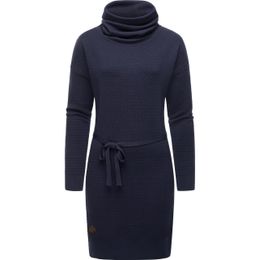 Ragwear Damen Sweatkleid "Babett Dress Intl.", blau, Gr. XXL, Strick, 100% Baumwolle, Kleider, warmes Winterkleid mit breitem Rollkragen