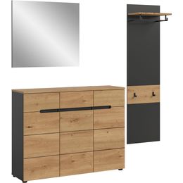 Garderoben-Set Home Affaire "REHAT, TOPSELLER, 3-teilig, Breite 180 cm, individuell erweiterbar", basalt grau, artisan eiche nachbildung, Kastenm&ouml;bel-Sets, Garderobenkombination, Kombination, Set, Flurgarderobe, Diele