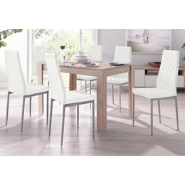 Essgruppe OTTO HOME, wei&szlig;, Sitzm&ouml;bel-Sets, mit Tisch in Eichefarben S&auml;gerau, Breite 120 cm