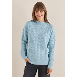 Cecil Damen Strickpulloverfaded blau melange, Gr. XXL, unifarben, Web, 37% Baumwolle, 34% Polyacryl, 26% Polyester, 3% Elasthan, Pullover, mit