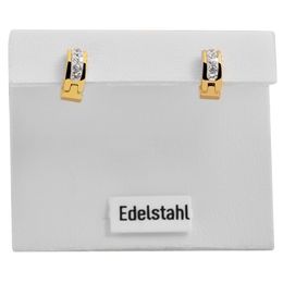 Adelia&acute;s ADELIA ́S Damen Klappcreolen "Ohrringe &ndash; Klappcreole aus Edelstahl mit Strass Steinchen"gold, Edelstahl, Ohrringe, Eine sch&ouml;ne Geschenkidee f&uuml;r jeden