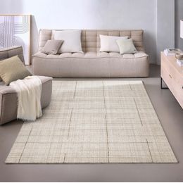 Teppich Wecon Home, B:160cm H:11mm L:230cmgreige, Lyocell, Wohnzimmer, Teppiche, "Milly", Kurzflorteppich, handgewebt, Naturfaser, Linienmuster,
