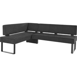 Eckbank OTTO HOME, B:220cm H:89cm T:160cm, schwarz, Holzwerkstoff, Massivholz, Polyester, Esszimmer, Sitzb&auml;nke, "Oliver mit Metallgestell,