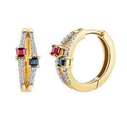 Firetti Damen Paar Creolen "Schmuck Geschenk Gold 333 Ohrschmuck Ohrringe mehrreihige Optik", 15mm, Gelbgold 333gelbgoldfarben, wei&szlig;goldfarben, rot,