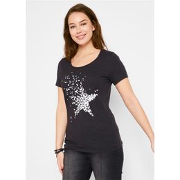bonprix Damen T-Shirt, schwarz, Gr. 44, Obermaterial: 100% Baumwolle, Shirts, Oversize-Passform, Kurzarm-Design, aus Baumwolle