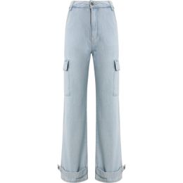 DEF Damen Stoffhose "DEF Damen DEF Cargo Pants Denim"denim iceblau, Gr. XL, unifarben, 100% Baumwolle, Hosen