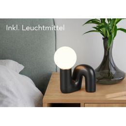 Tischleuchte "QUINN, Keramik Tischlampe m. Glasschirm, Set inkl 2xG9 Leuchtmittel 3W", 1, H: 21,5cm, 2 Stk.schwarz, REALITY LEUCHTEN, Wohnzimmer,