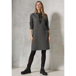 Cecil Damen Strickkleid, schwarz, Gr. XXL, Minimalmuster, Web, 45% Baumwolle, 34% Polyester, 18% Viskose, 3% Elasthan, Kleider, mit Eingrifftaschen