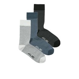 Jack & Jones JACK & JONES Herren Freizeitsocken "JACBRYAN BIRD EYE SOCKS 3 PACK SN"schwarz pack:glacier gray, stormy weather, Baumwollmischung, mehrfarbig,